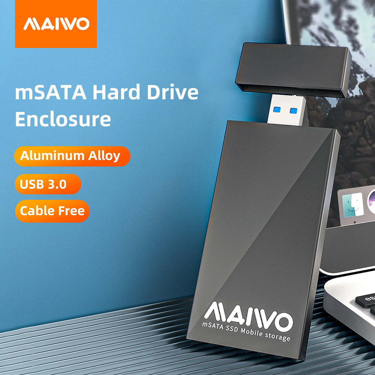 Maiwo K1642s Aluminum Msata M.2 Ssd Enclosure External Hdd Casing Case ...