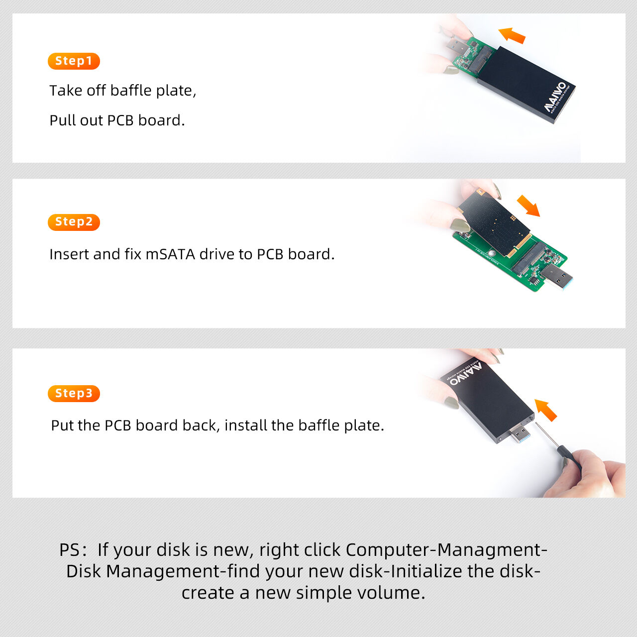 Maiwo K1642s Aluminum Msata M.2 Ssd Enclosure External Hdd Casing Case Housing Shell With Usb A ...