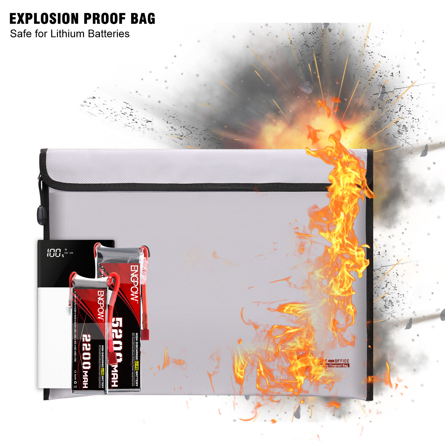 Large Fiberglass Fireproof And Water-resistant Zipper Pouch Secure ...