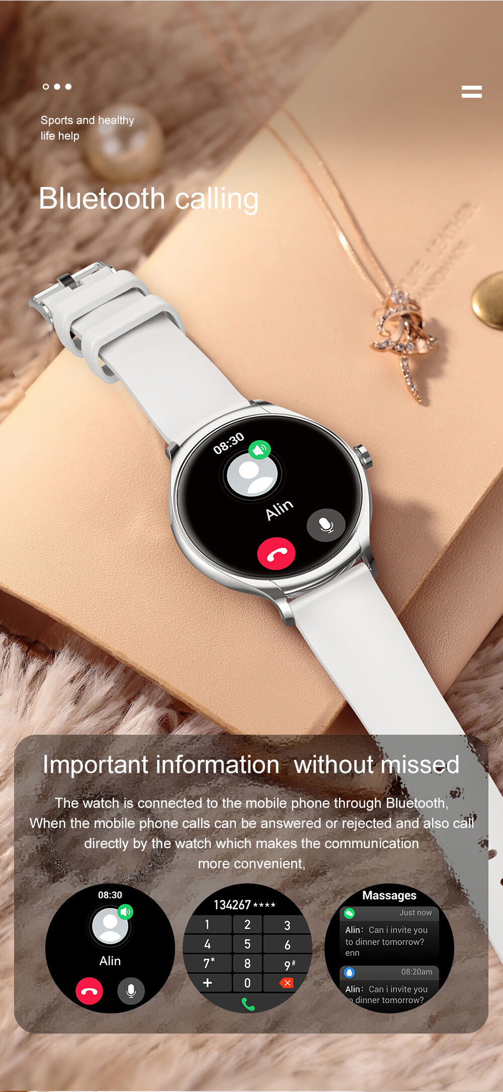 2024 New Arrivals Full Screen Sport Smart Watch Vkt67 Bt Call Heart ...