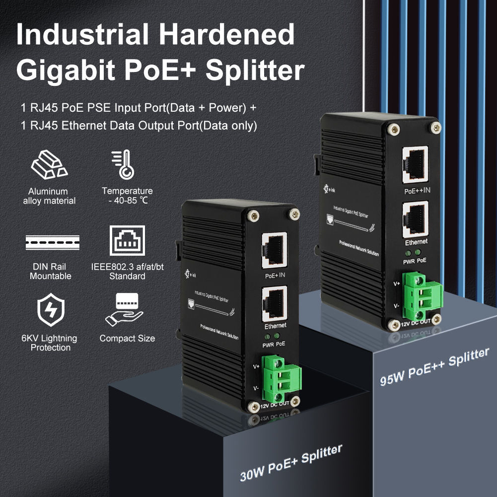 Oem Industrial Poe Splitter 10 100 1000mbps Gigabit 802.3bt Power Over ...
