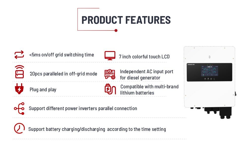 Chisage Ess 14kw 14000 Watt Three Phase Solar Power Mppt Off Grid On ...
