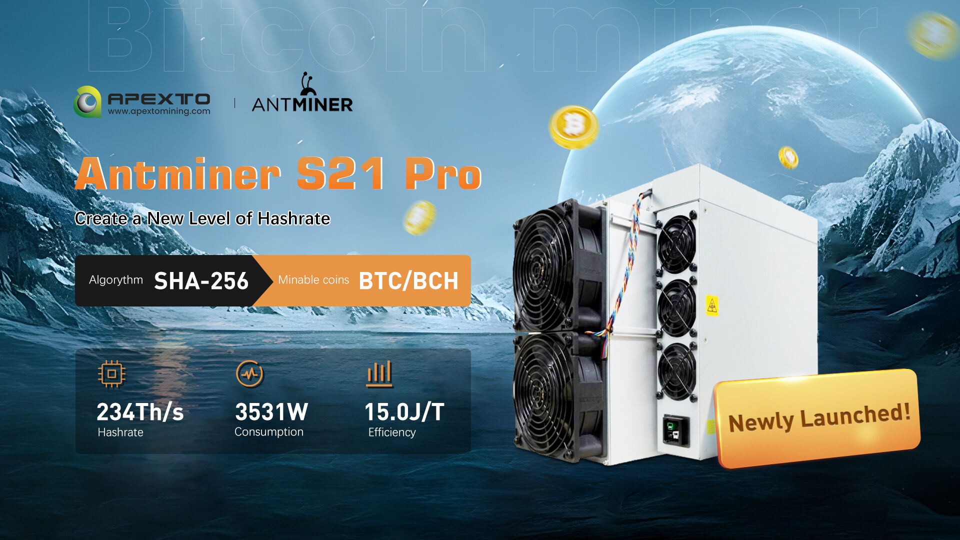 Wholesale Blockchain Btc Miner S21 Pro 234th/s Server Bitcoin Miner ...
