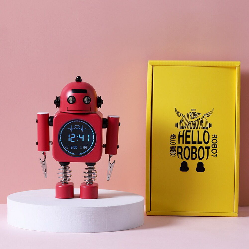 Robot Electronic Desk Clocks Led Digital Luminous Metal Android Alarm ...