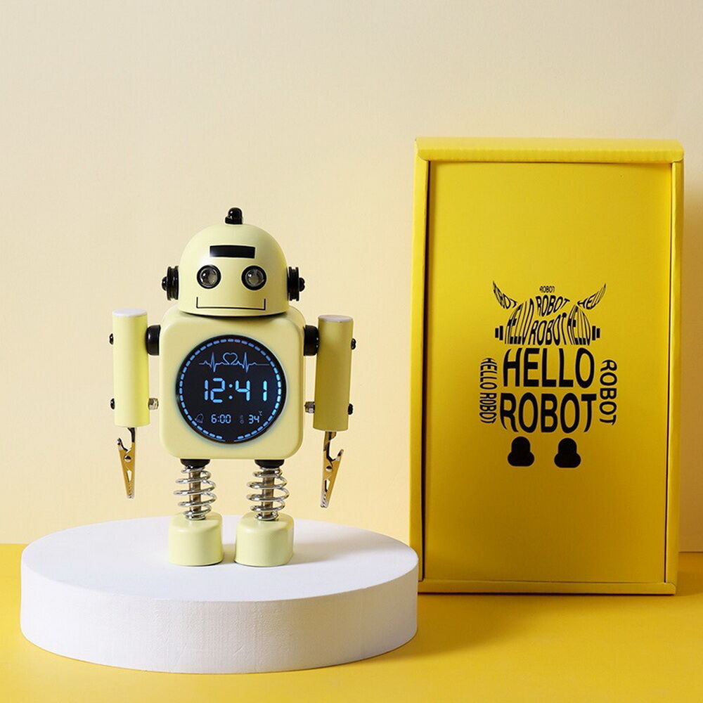 Robot Electronic Desk Clocks Led Digital Luminous Metal Android Alarm ...