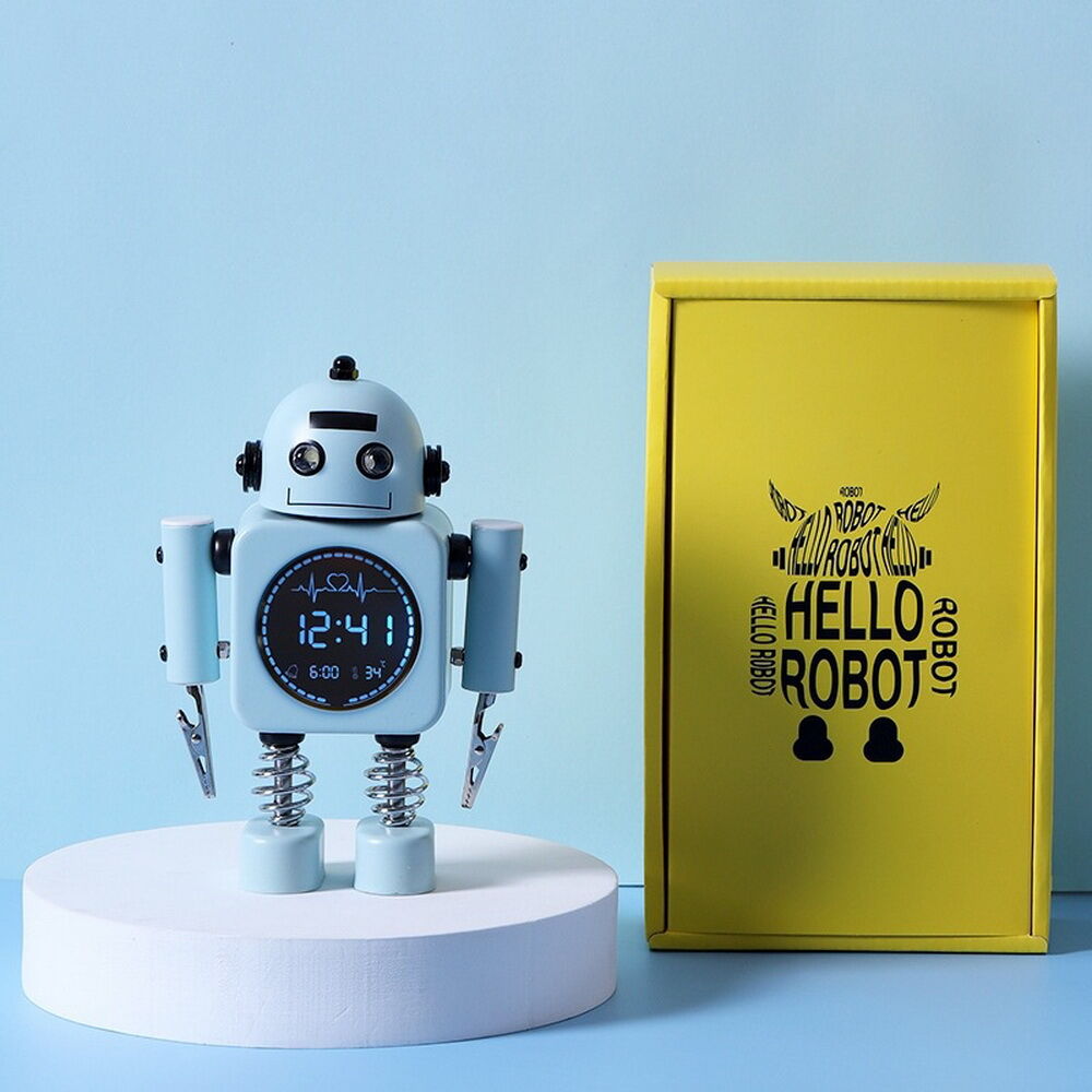 Robot Electronic Desk Clocks Led Digital Luminous Metal Android Alarm ...