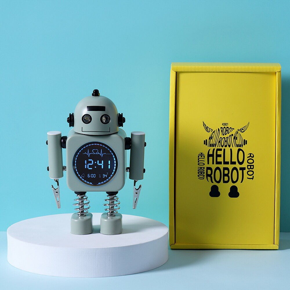 Robot Electronic Desk Clocks Led Digital Luminous Metal Android Alarm ...