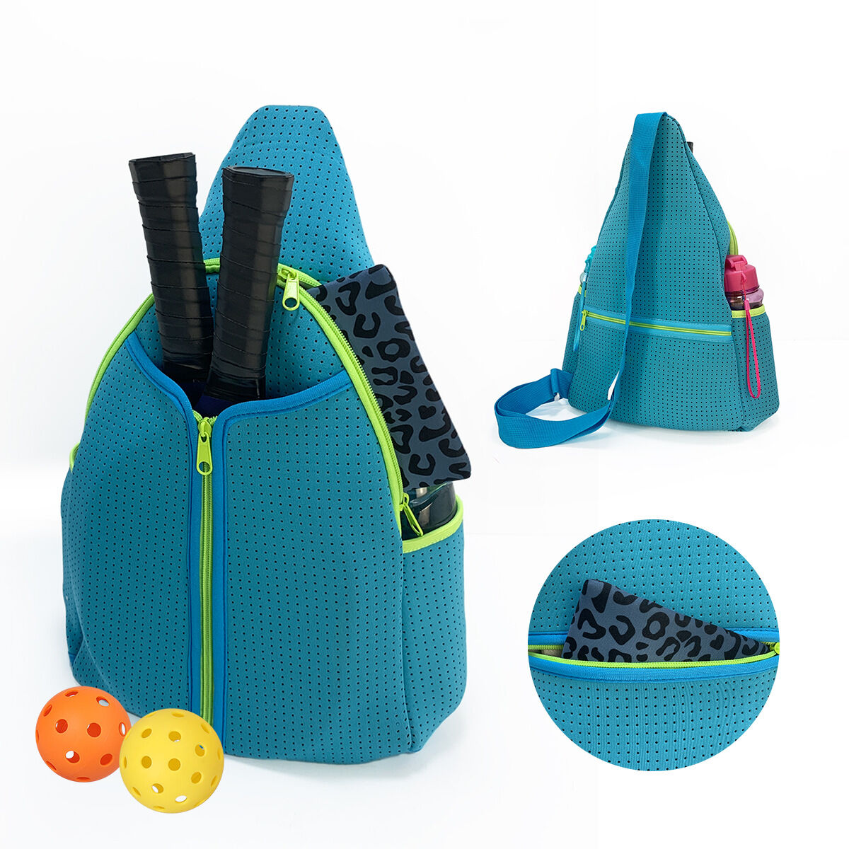 Neoprene Racquet Sling Backpack Bag For Badminton Tennis Pickleball ...