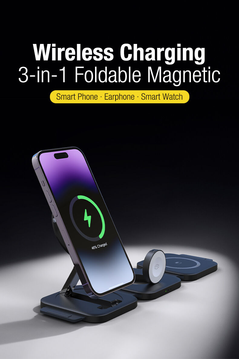 Yellowknife 3-in-1 Wireless Charger Metal Folding Magnetic Wireless ...