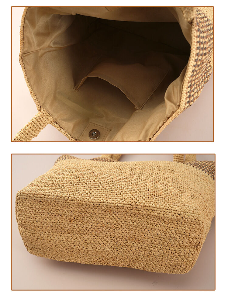 Raffia Hand-woven Straw Tote Big Handbag Women's Travel Holiday Tote ...
