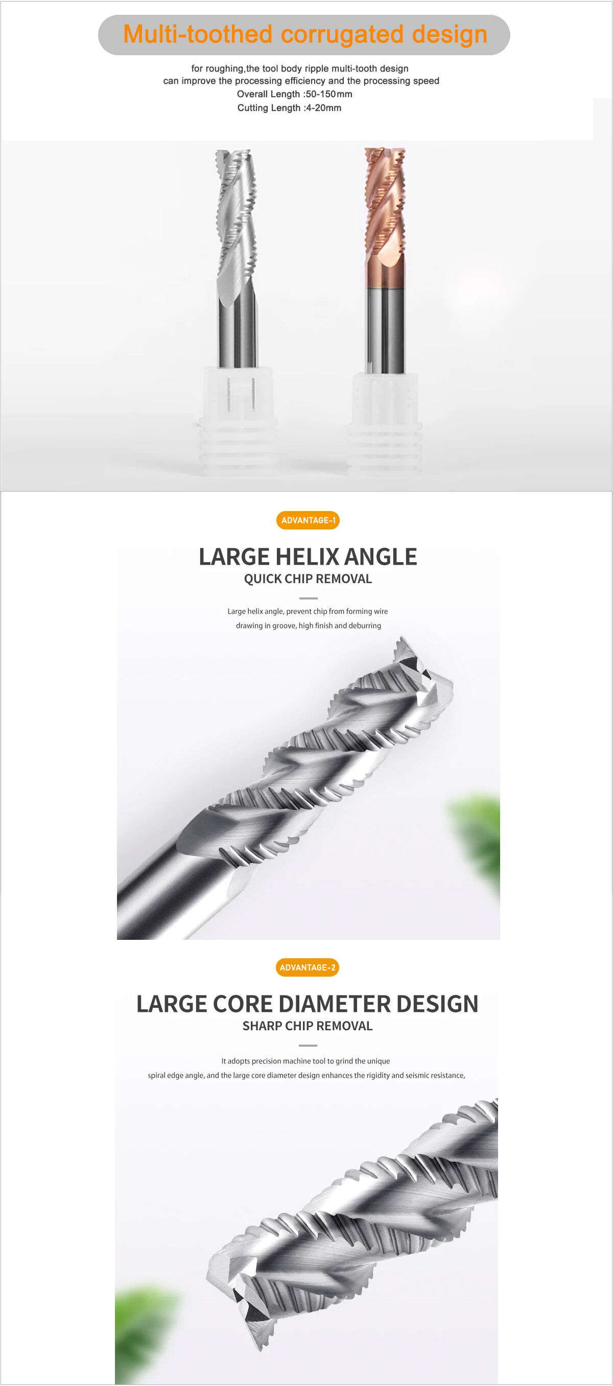 Cnc Cutter Tool Rough End Mill Cutter Dlc Roughing End Mill For ...