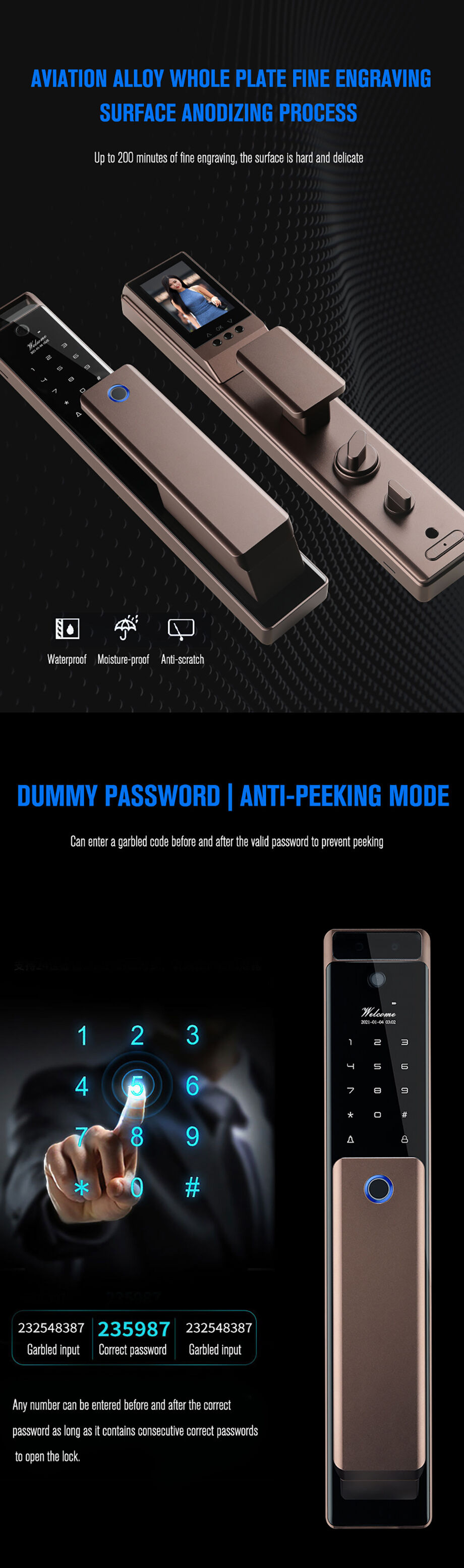 High Quality Wifi Waterproof Card Key Fingerprint Unlocking Electronic ...