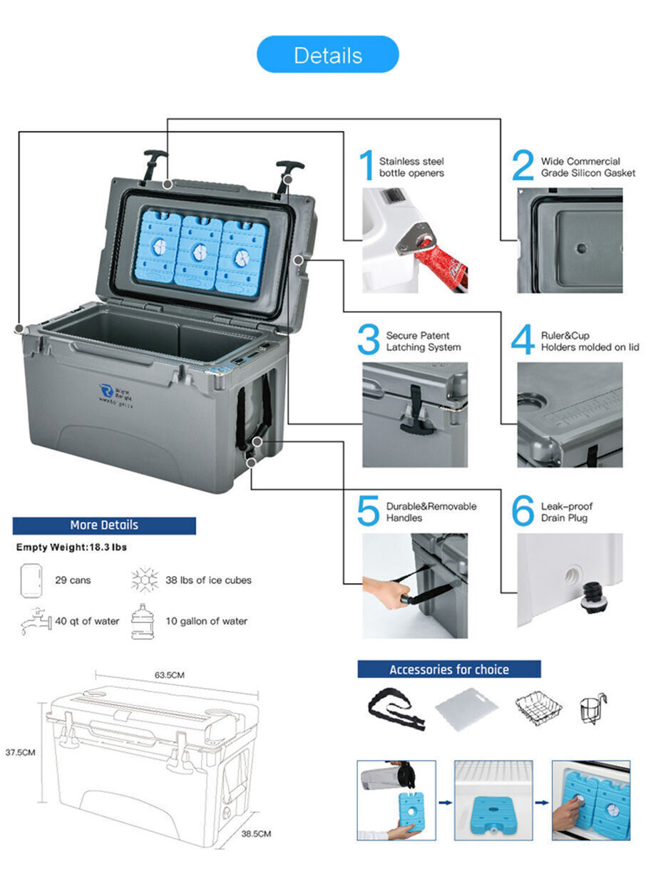 Wholesale Large Size 40qt Square Plastic Ice Chest Cooler Box Fish ...