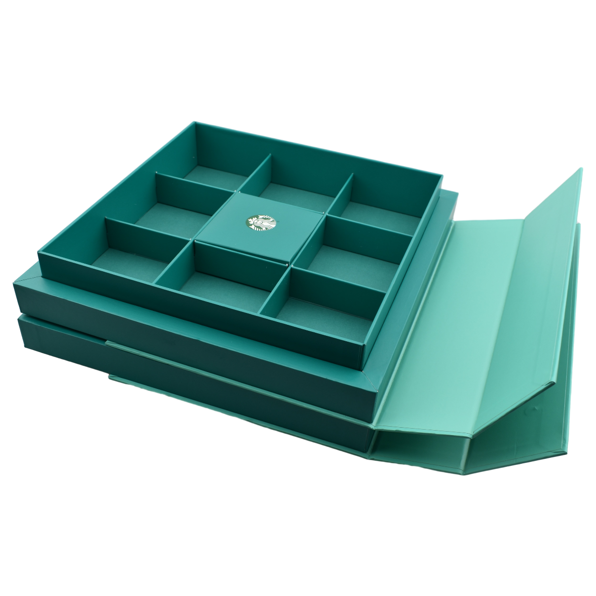 Wholesale Starbuck Rigid Gift Boxes Magnetic Customized Peacok Green ...