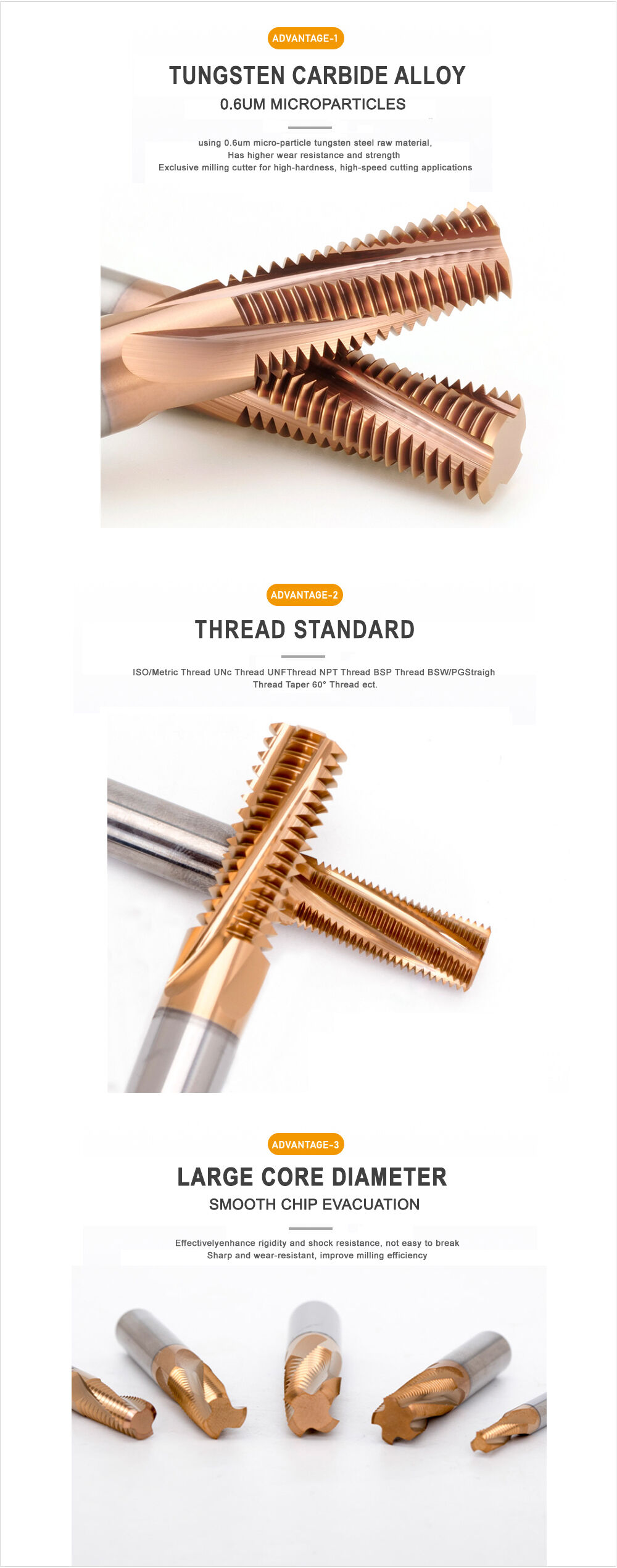 Custom Single Tooth Flute Spiral Endmill Unc Three Teeth Solid Carbide ...