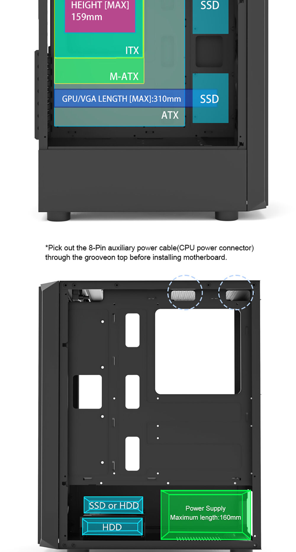 Factory Oem Low Price Tempered Glass Panel Gaming Pc Case Atx Gaming ...