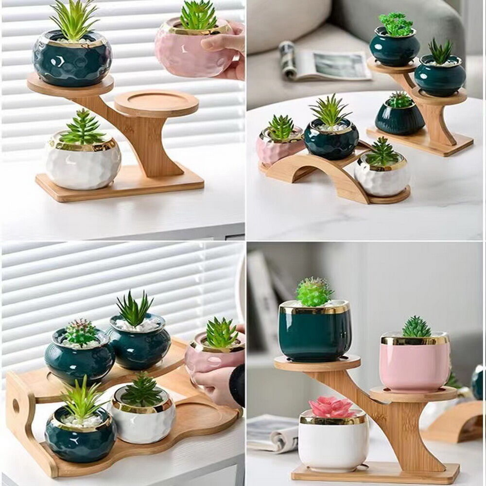 Buy China Wholesale Decorative Design 3 Layers Bamboo Desktop Potted ...