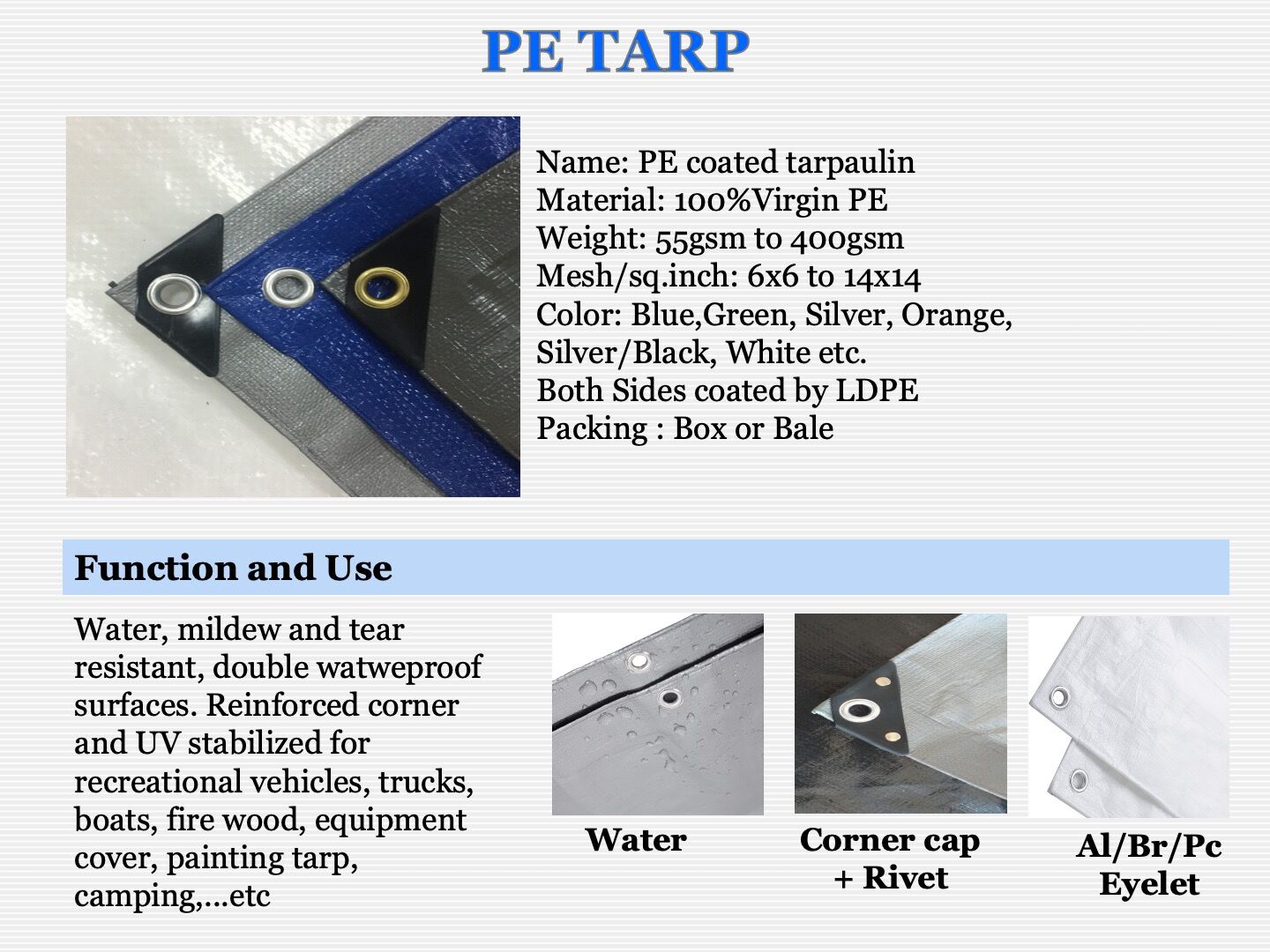 Pe Tarp - Tarpaulin Factory Price - Korea Standard - Vietnam ...