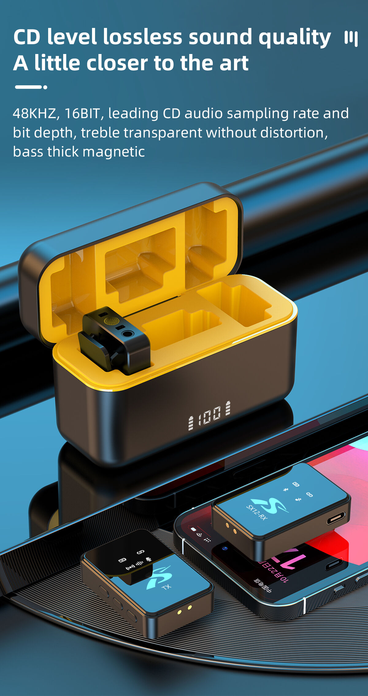 Sx12 Professional Wireless Microphone With Charging Case Noise ...