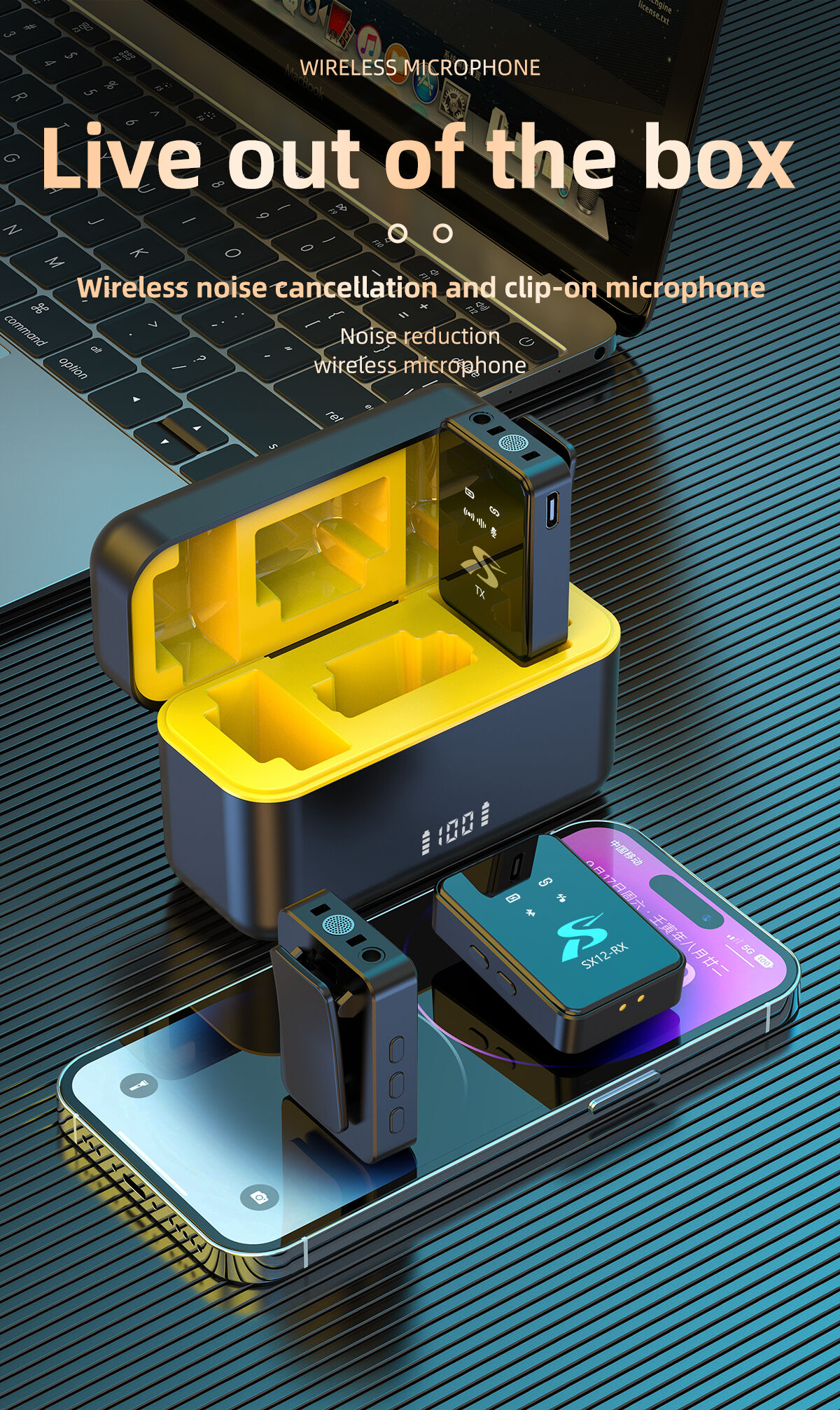 Sx12 Professional Wireless Microphone With Charging Case Noise ...