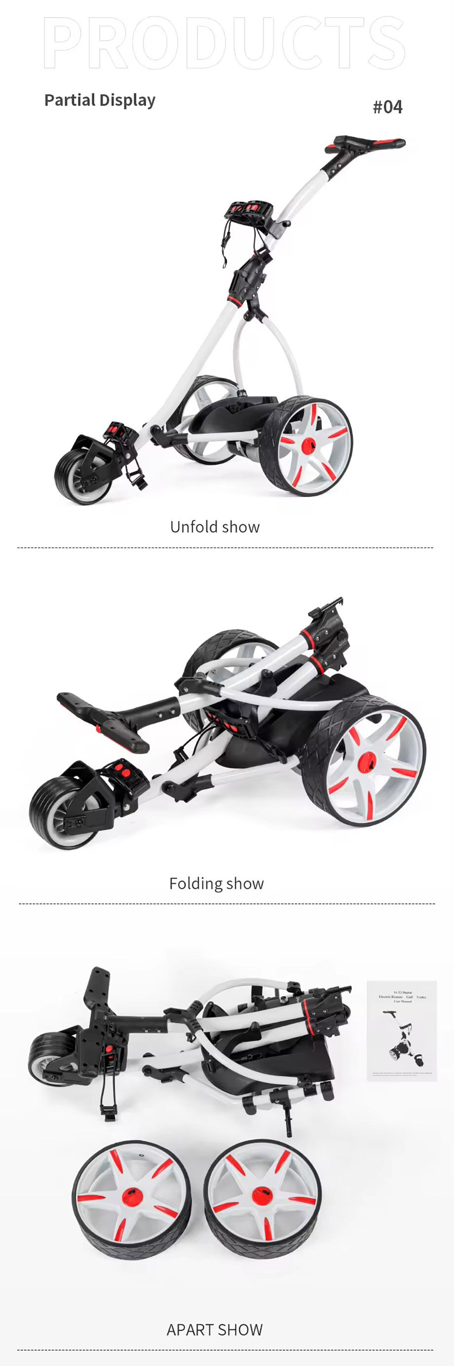 Folding Electric Golf Carts 3 Wheel Electric Golf Trolley With Remote ...