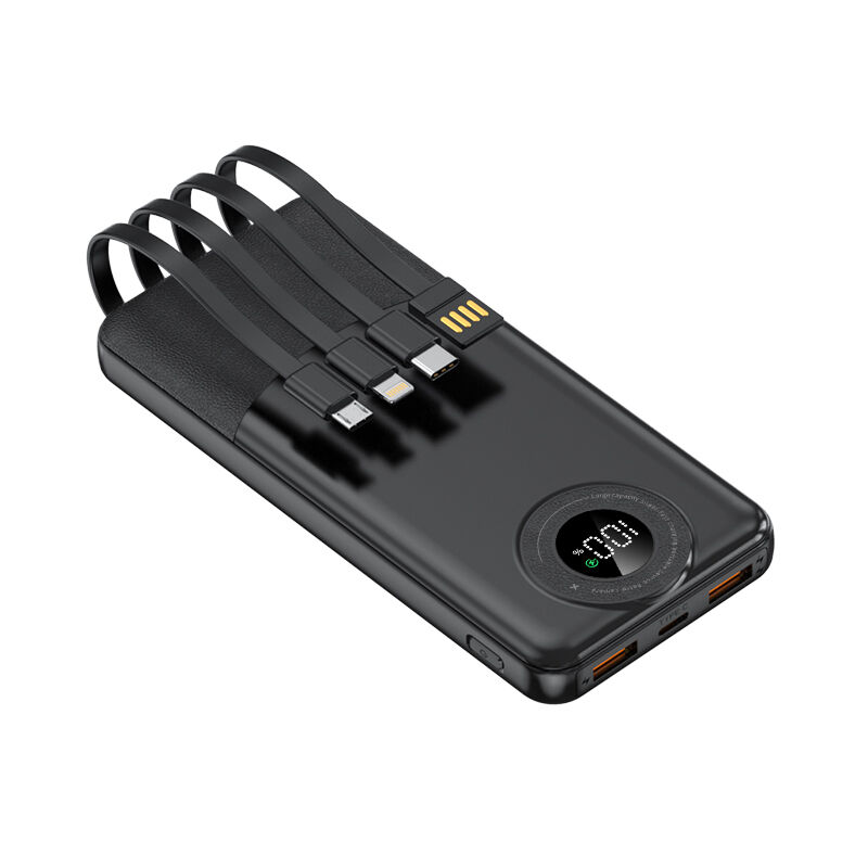 Oem+abs+10000mah Power Bank With Built-in Cable With Digital Display ...