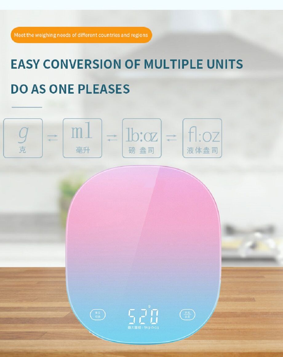 Smart App Nutrition Baking Scale 5kg Colorful Tempered Glass Kitchen ...
