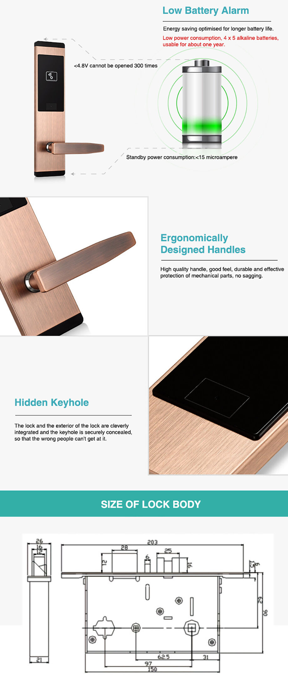 Good Quality Aluminum Card Key Unlock High Security Intelligent Door ...
