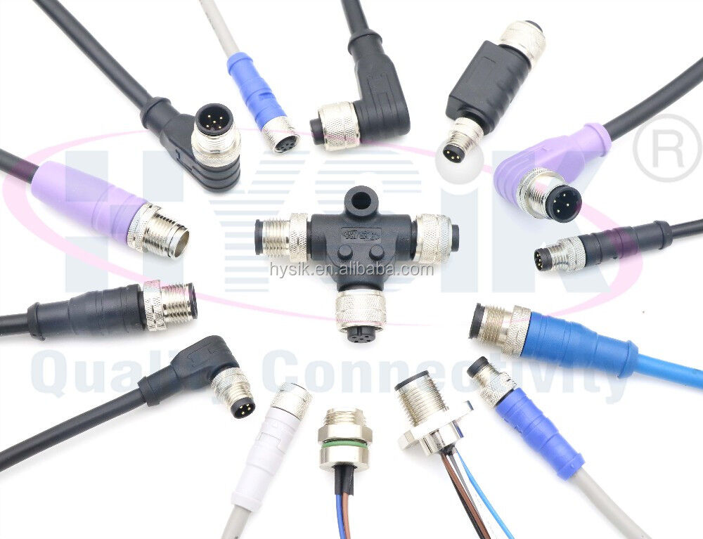 M12 Tee Connector Waterproof Ip67 M12 T-connector Male To Dual Female 3 ...