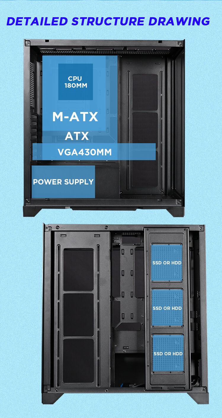 Cpu Cabinet Computer Case Bulk Atx Pc With Power Supply Fan Plexiglass ...