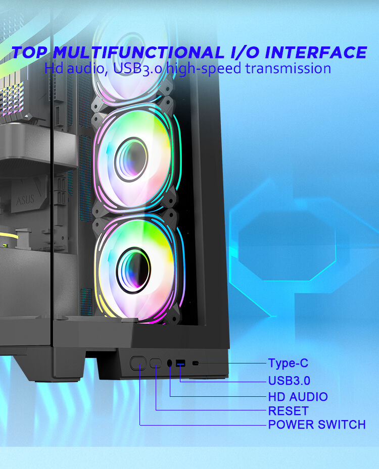 Cpu Cabinet Computer Case Bulk Atx Pc With Power Supply Fan Plexiglass ...