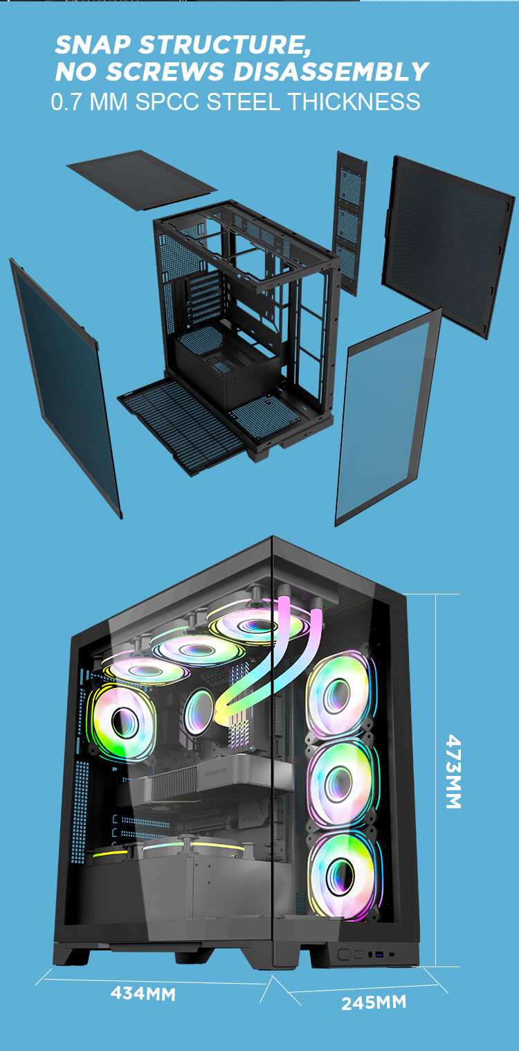 Cpu Cabinet Computer Case Bulk Atx Pc With Power Supply Fan Plexiglass ...