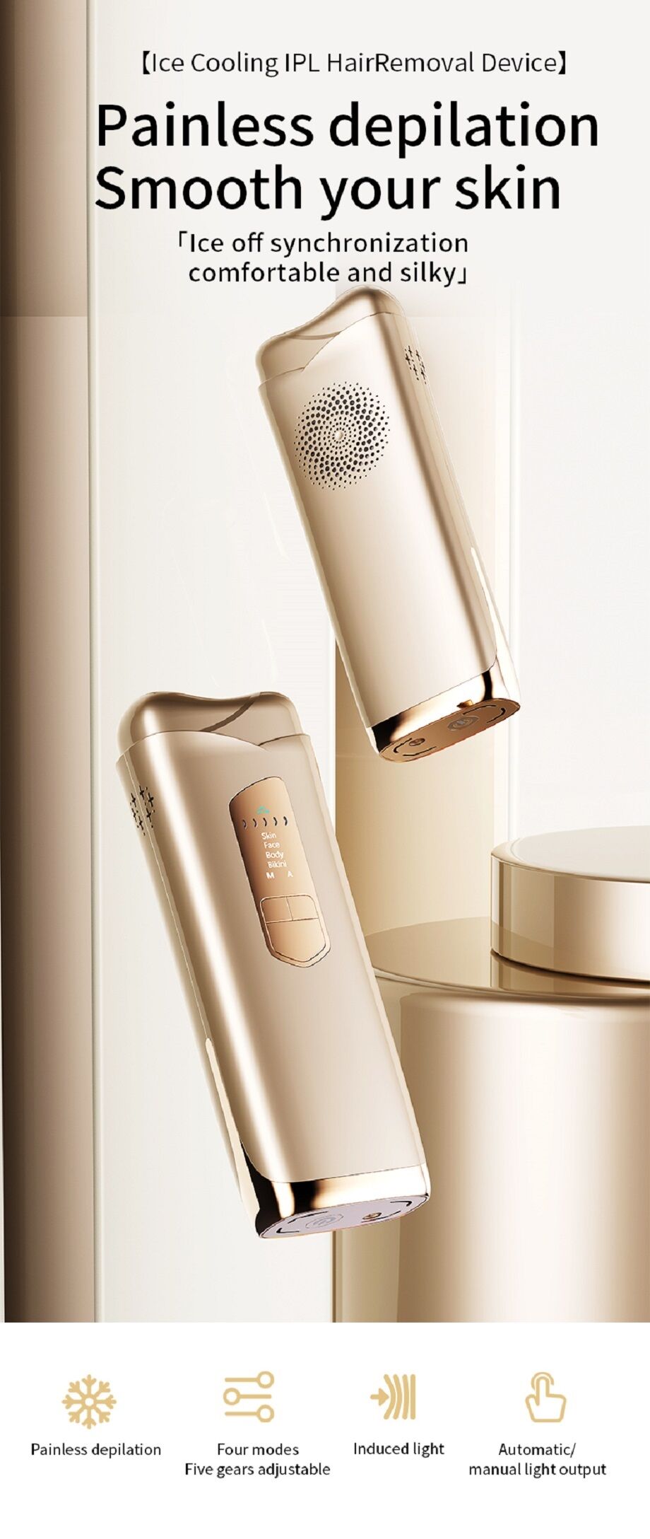 Painless Home Use Face Body Ipl Hair Removal Permanent Bikini Armpits ...