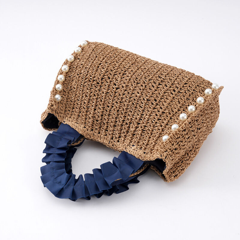 New Japanese Pearl Bag Lace Handmade Straw Bag Women's Summer Handbag ...