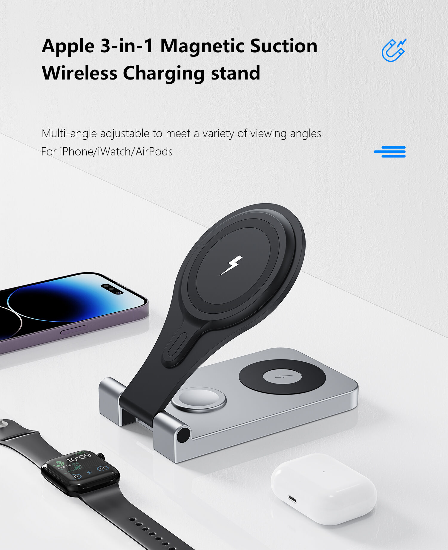 Lorrington New Mobile Wireless Charger Magnetic Adjustable 3 In 1 ...