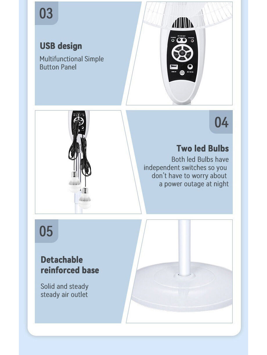 Hot Selling 16 Inch 5 Blades Rechargeable Power Energy Electric Stand ...