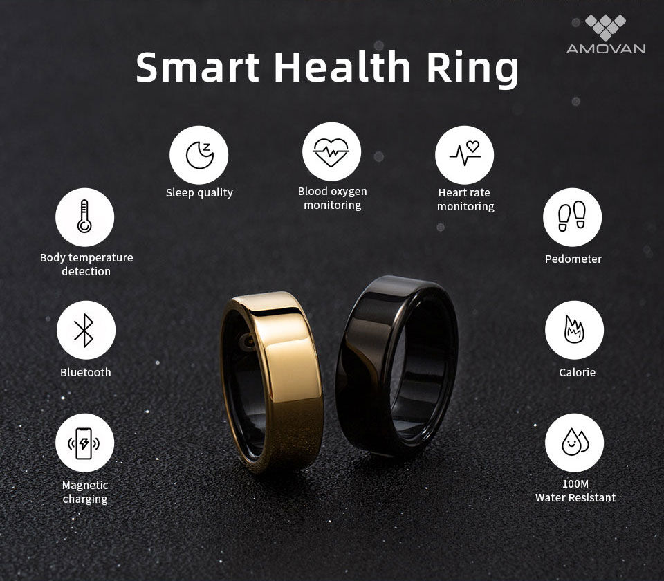 Bluetooth Smart Rings With App For Health Care Blood Oxygen Heart Rate Measurement Activity ...