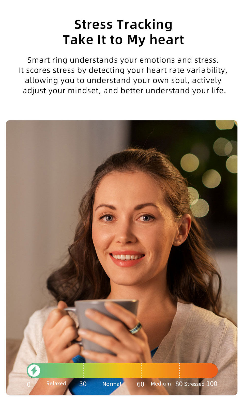 Waterproof Stainless Steel Smart Ring For Health Care Spo2 Heart Rate ...