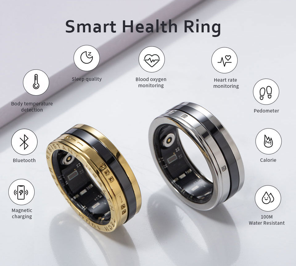 Waterproof Stainless Steel Smart Ring For Health Care Spo2 Heart Rate Measurement Activity ...