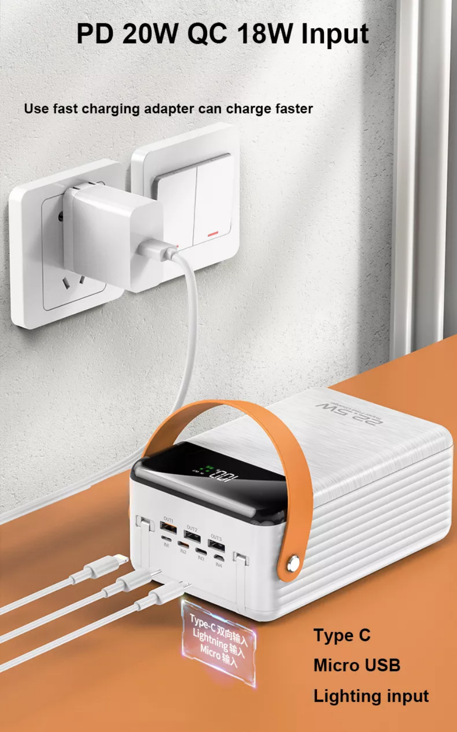 Power Bank Digital Display 40000 Mah Power Bank With Led Display Power ...