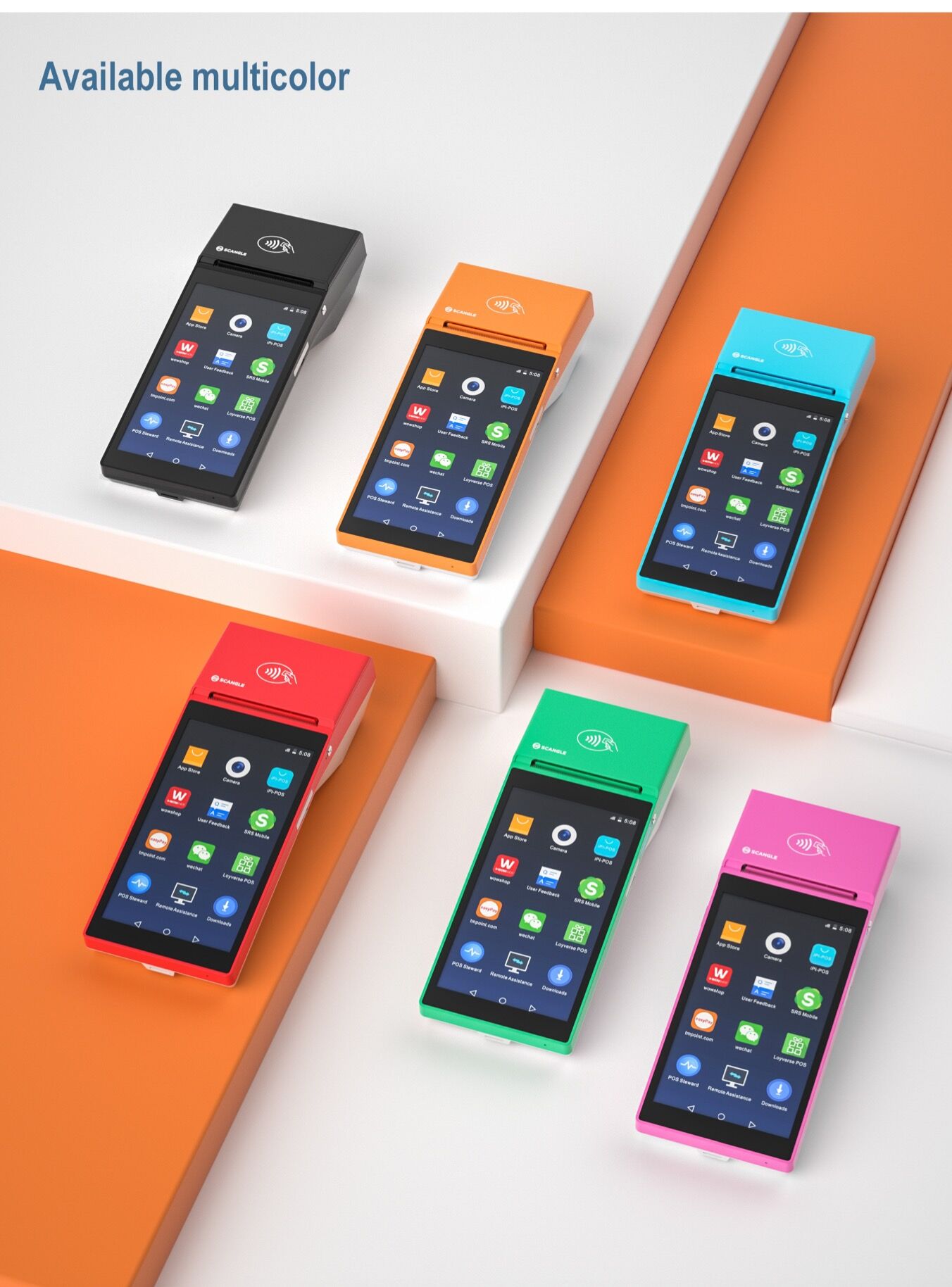 Scangle New Model 4g Handheld Pos Android Pos Terminal With 58mm Printer With 2d Scanner For ...