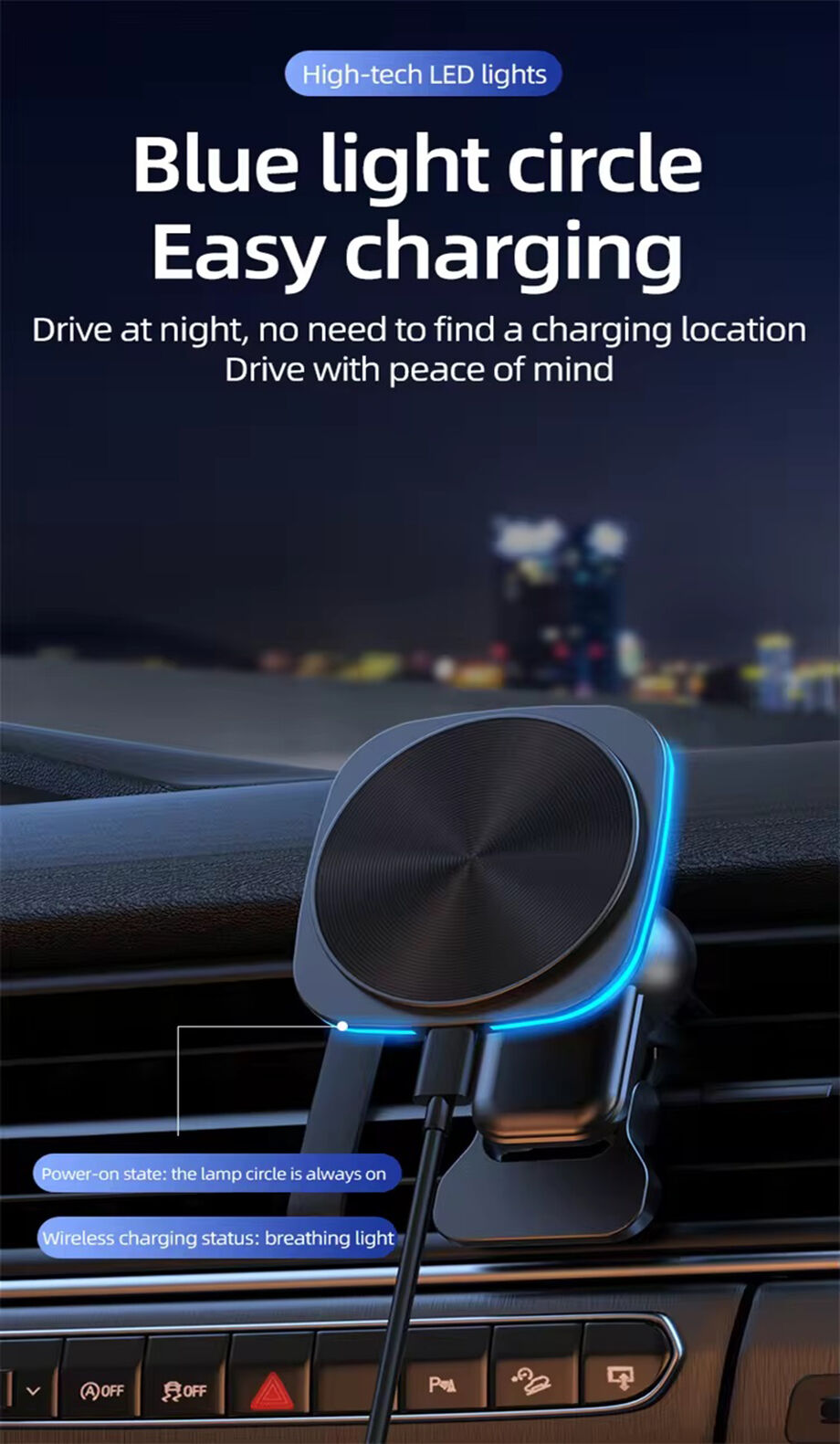 Factory Rgb Light Magnetic Wireless Charger 15w Air Vent Car Phone ...