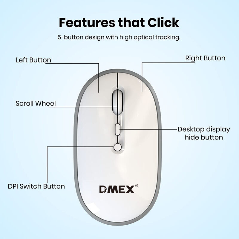 Dm138 Bluetooth Mouse, With Bluetooth 5.0 & 2.4 Ghz Dual Wireless ...
