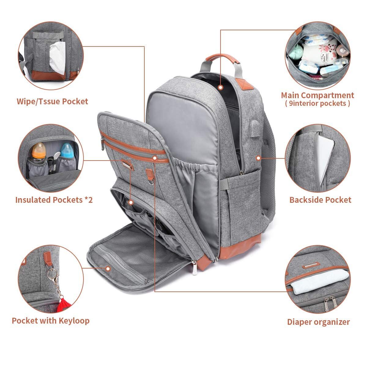 Large Capacity Waterproof Baby Diaper Bag Backpack Travel Diaper Bags ...