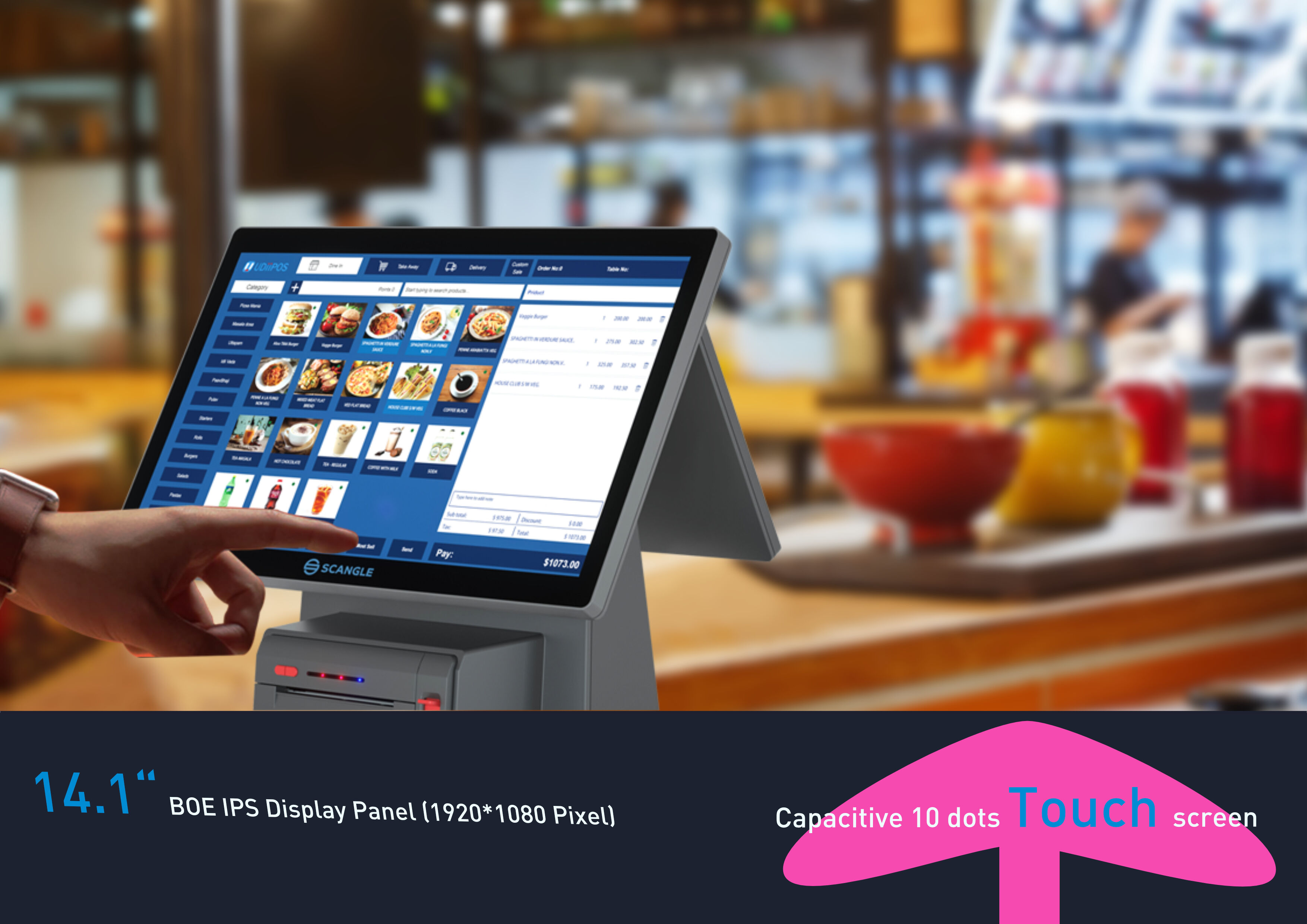 Scangle Windows Pos System 14.1 Inch Cash Register Built-in 80mm ...