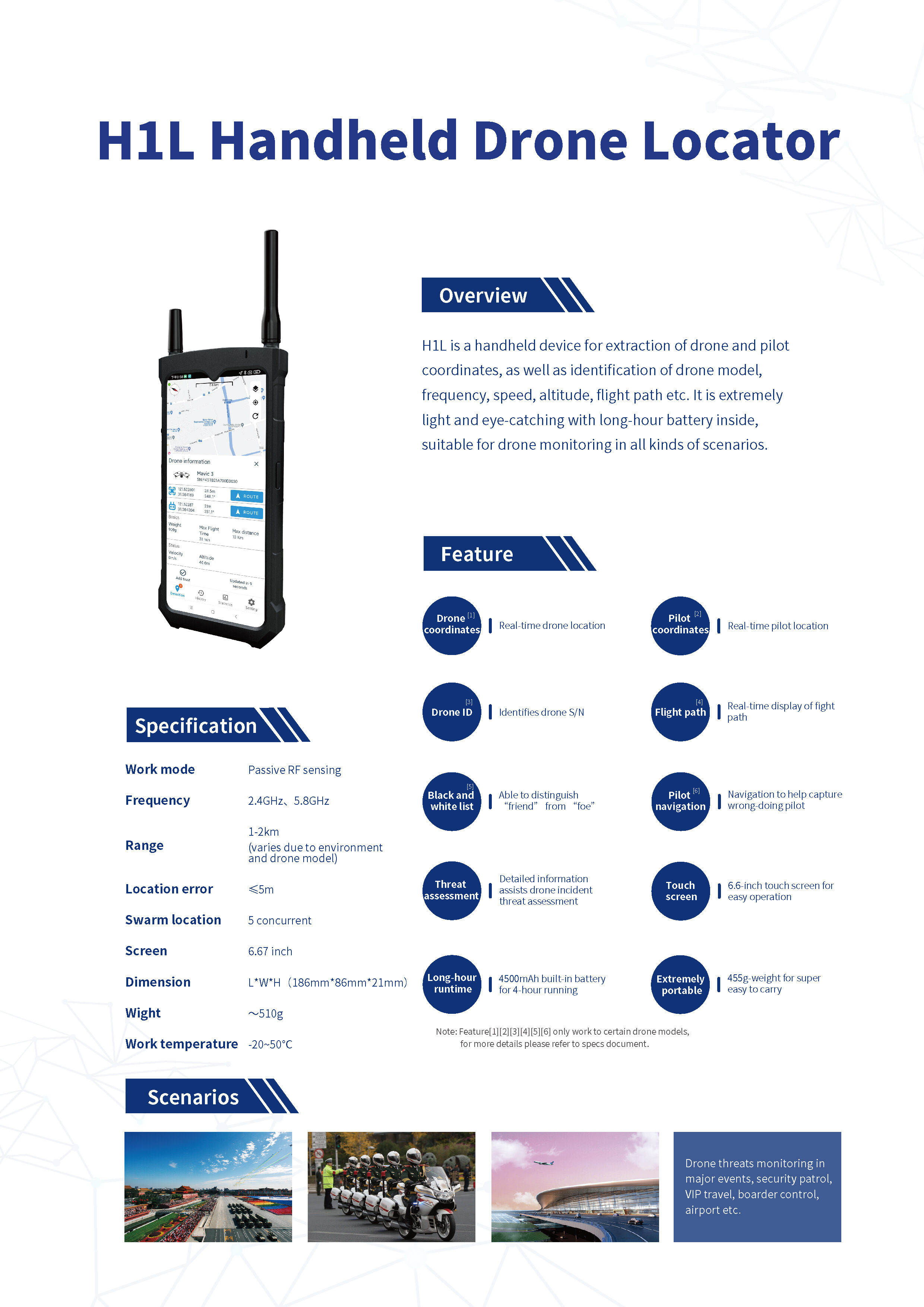 Handheld Portable Drone Monitoring Detection Equipment Drone