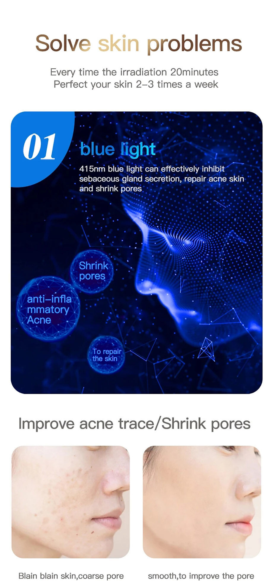 Facial Photon Mask Therapy Pdt 3 Colors Led Facial Thrapy Face Skin ...