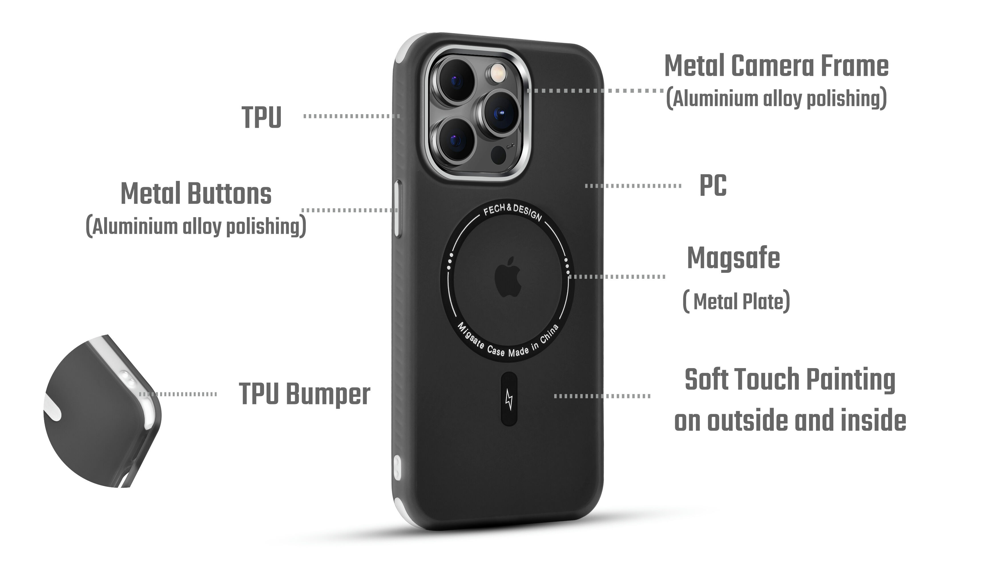 Manufacturer Sale Matte Cases For Iphone 15 Pro Max Pc +tpu + Tpu Bumper In Moq 50 Pieces With ...