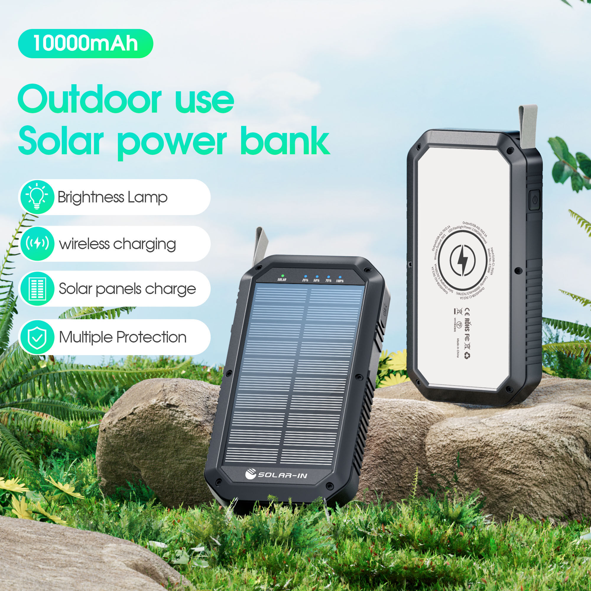 Solar-in Brand Creative 2024 Oem Logo 10000mah Portable Wireless ...