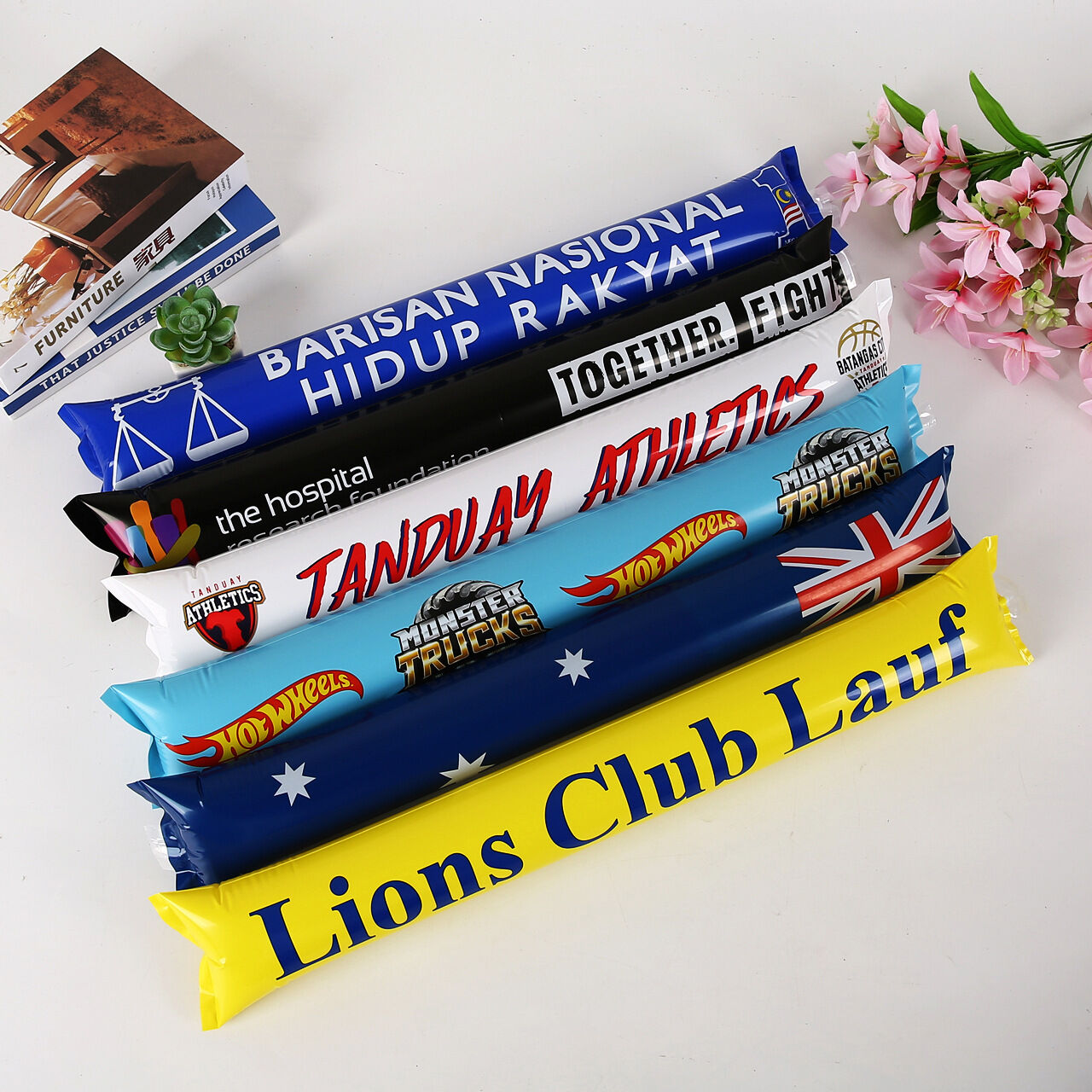 Wholesale Custom Cheer Sticks Inflatable Balloons Noisemaker ...